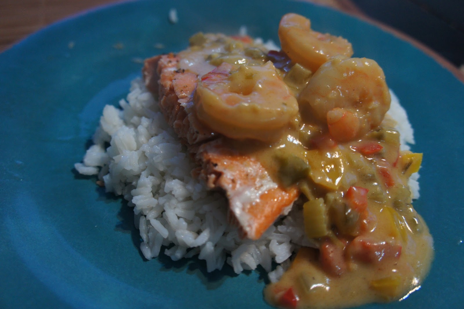 Shrimp Etouffe Smothered Alaskan Salmon
