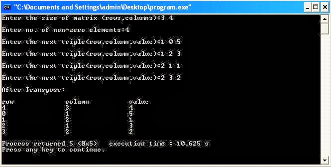 C Program for Finding Transpose of a Sparse Matrix | The Crazy ...