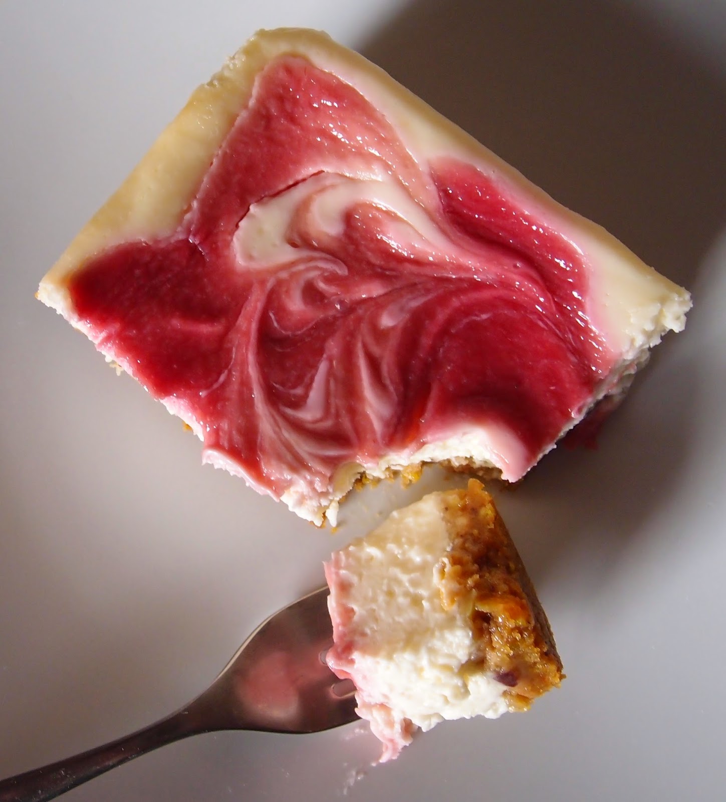The Caked Crusader: Raspberry ripple cheesecake squares