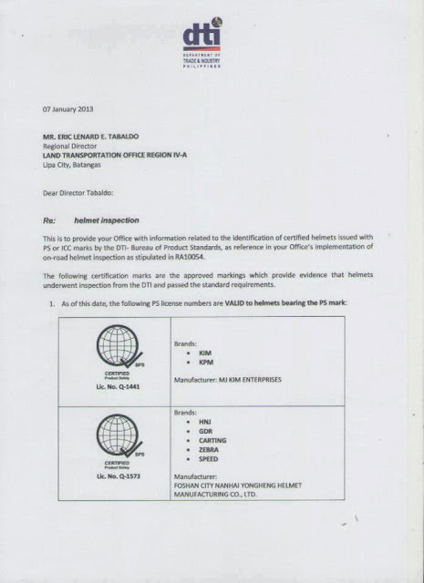 Coolworld Biyahe ATBP: Additional Info regarding Helmet ICC stickers