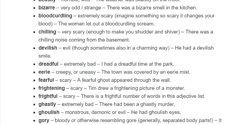 Abysmal adjectives for scary description