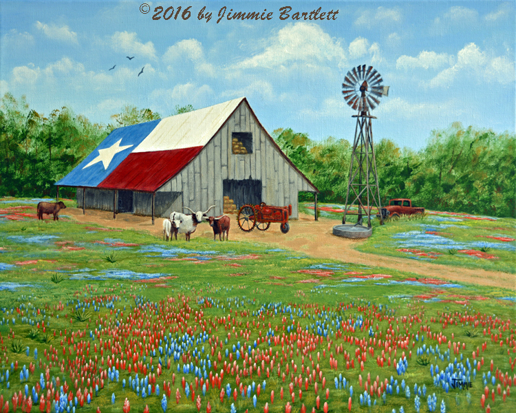 Jimmie's Art: Texas Ranch Barn, an original acrylic painting by Jimmie ...