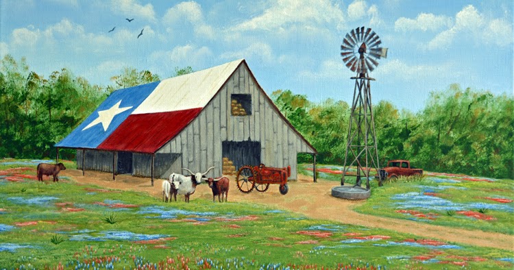 Jimmie's Art: Texas Ranch Barn, an original acrylic painting by Jimmie ...