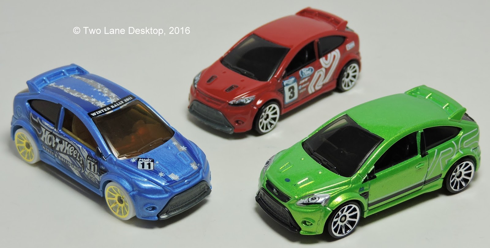 Hot Wheels 2009 and 2016 Ford Focus RS
