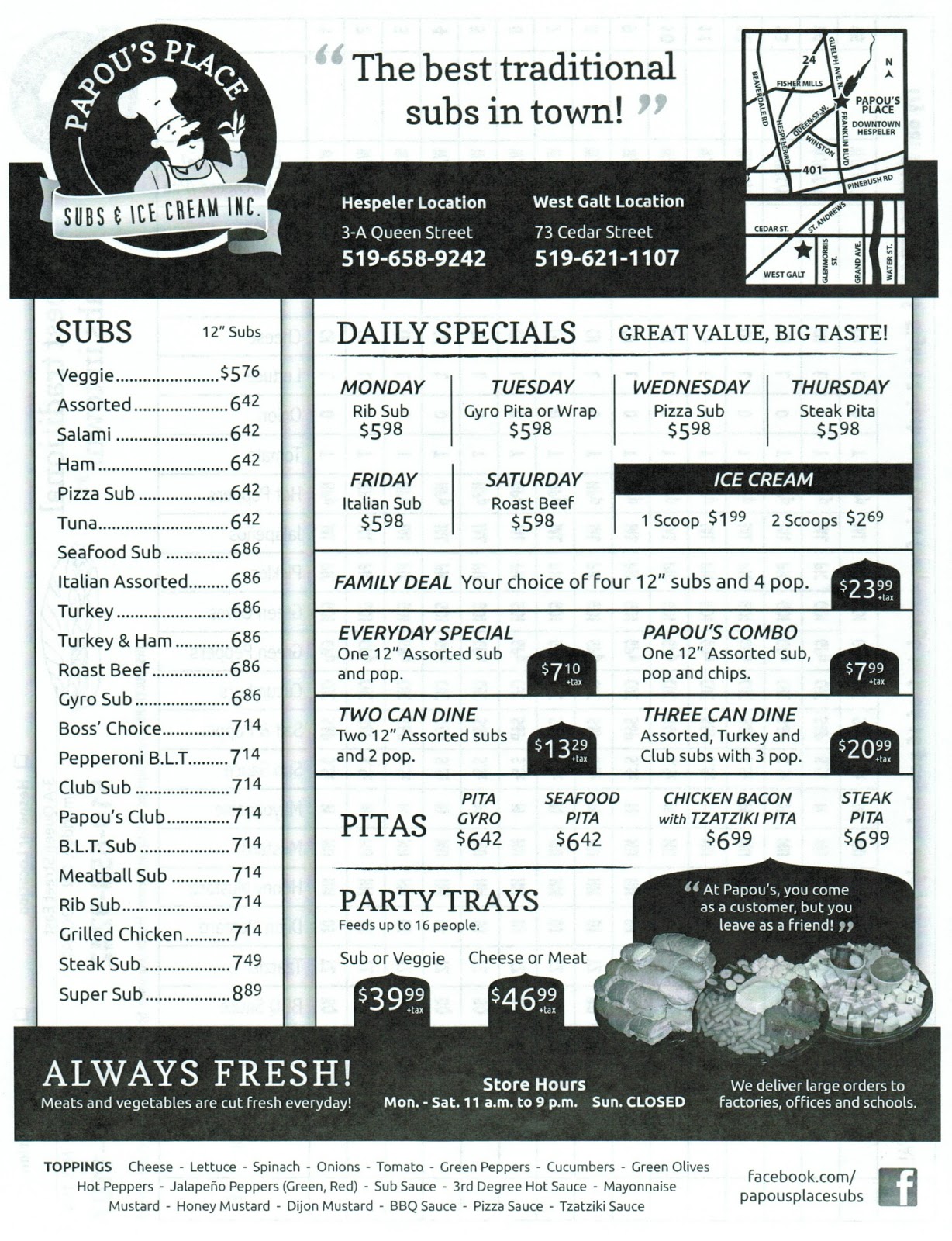 Tips Are Included!: Papou's Place Subs and Ice Cream