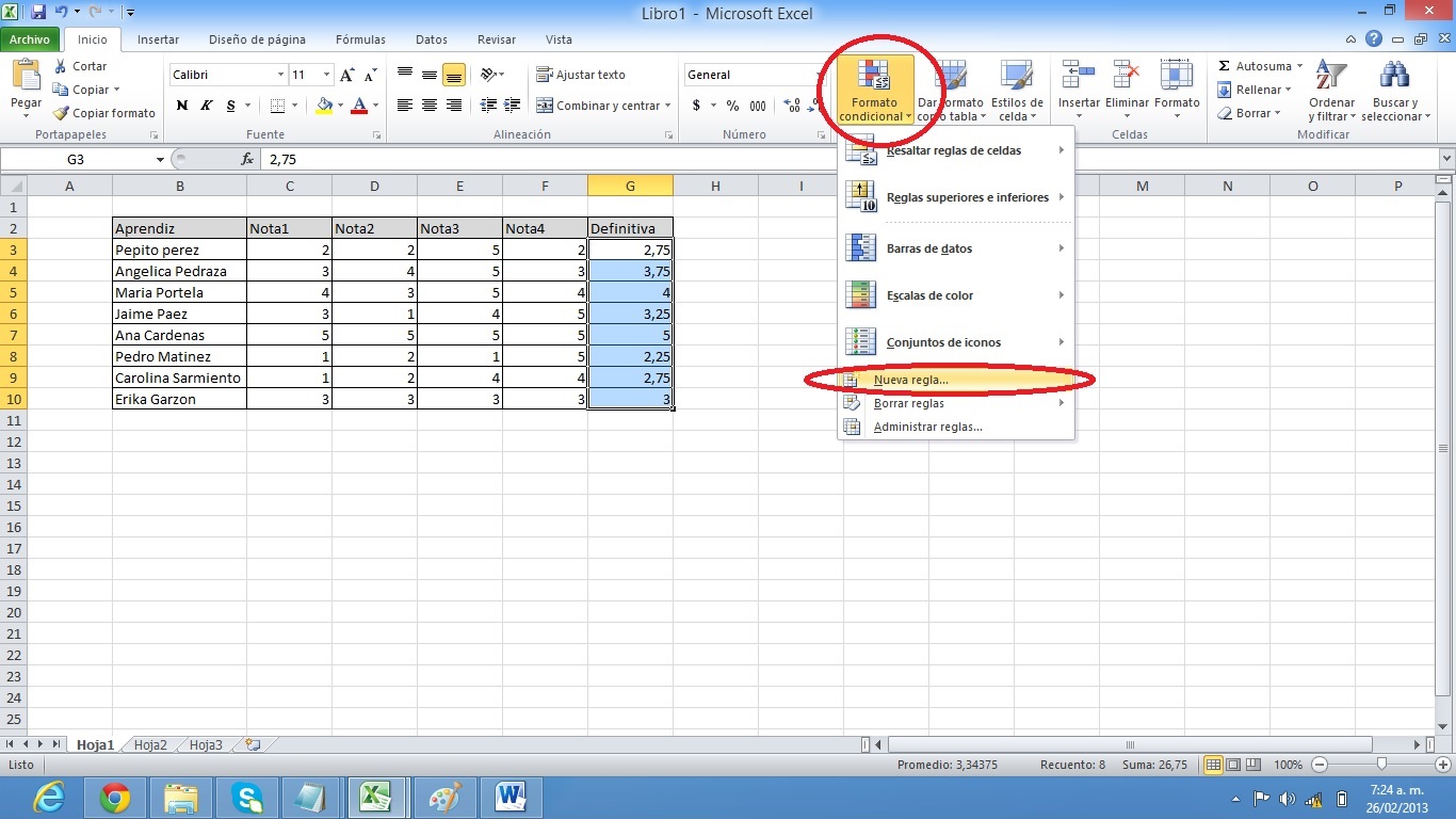 Ofimatica: Formato condicional