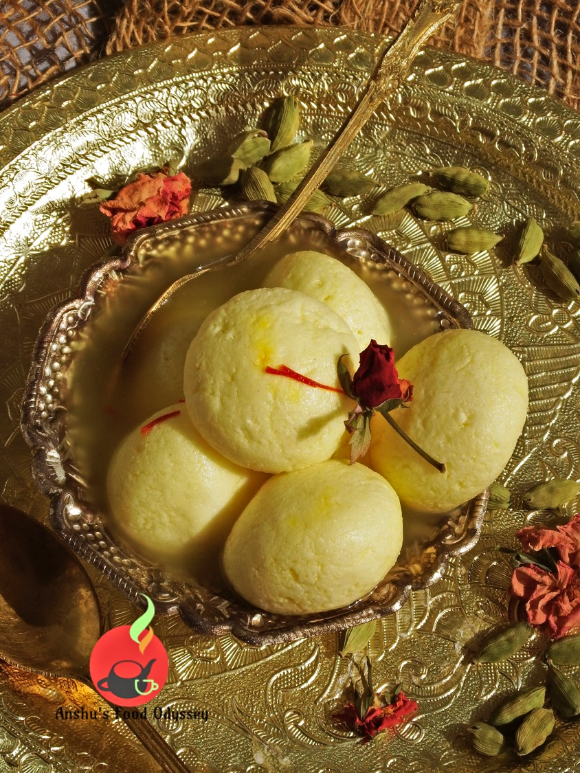 Kesar Rasgullas | Saffron Flavored Indian Cottage Cheese Balls