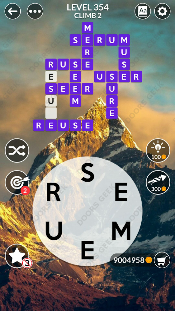Wordscapes Level 354 Answers ~ Doors Geek