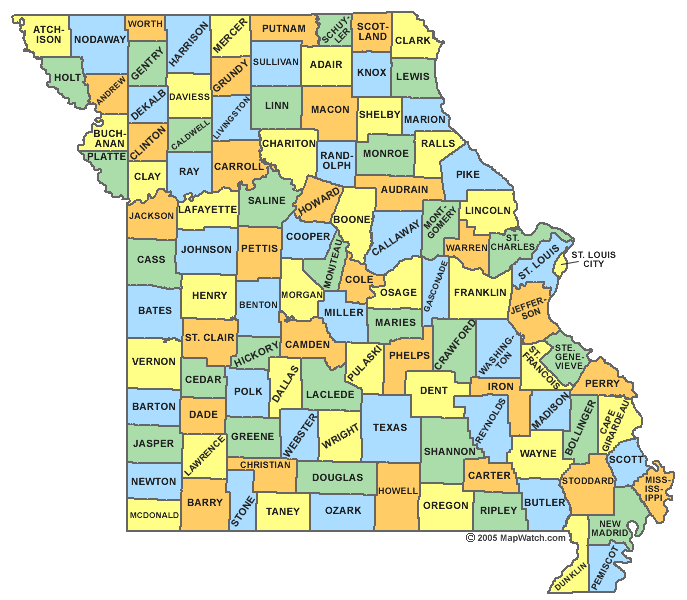 Missouri County Map Region | County Map Regional City