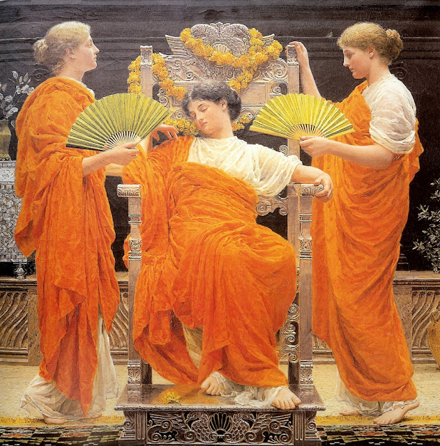 Solstice d'été (Midsummer). Toile de Albert Joseph Moore.