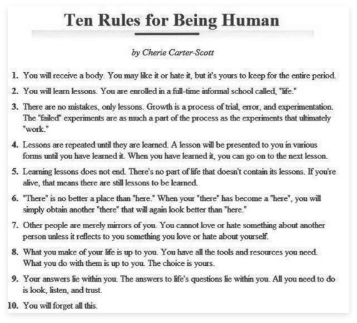 Here Comes The Sun: 10 Rules for Being Human