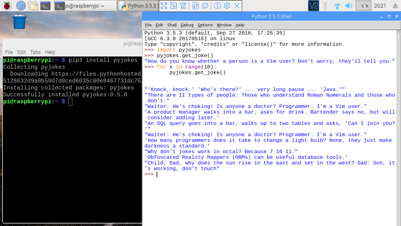 Hello Raspberry Pi: A funny python library: pyjokes