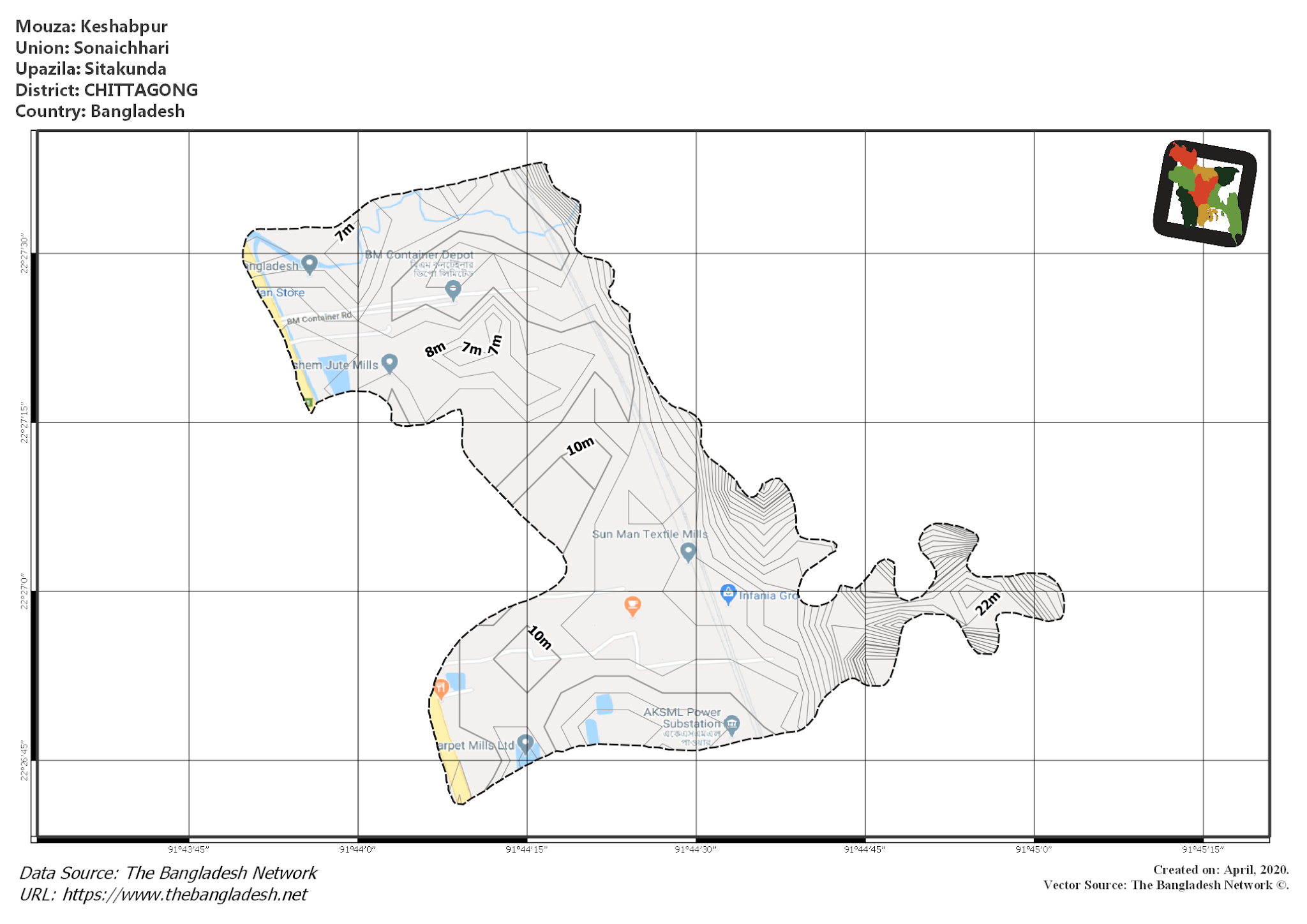 Map of Keshabpur Mouza, Sitakunda, Chittagong