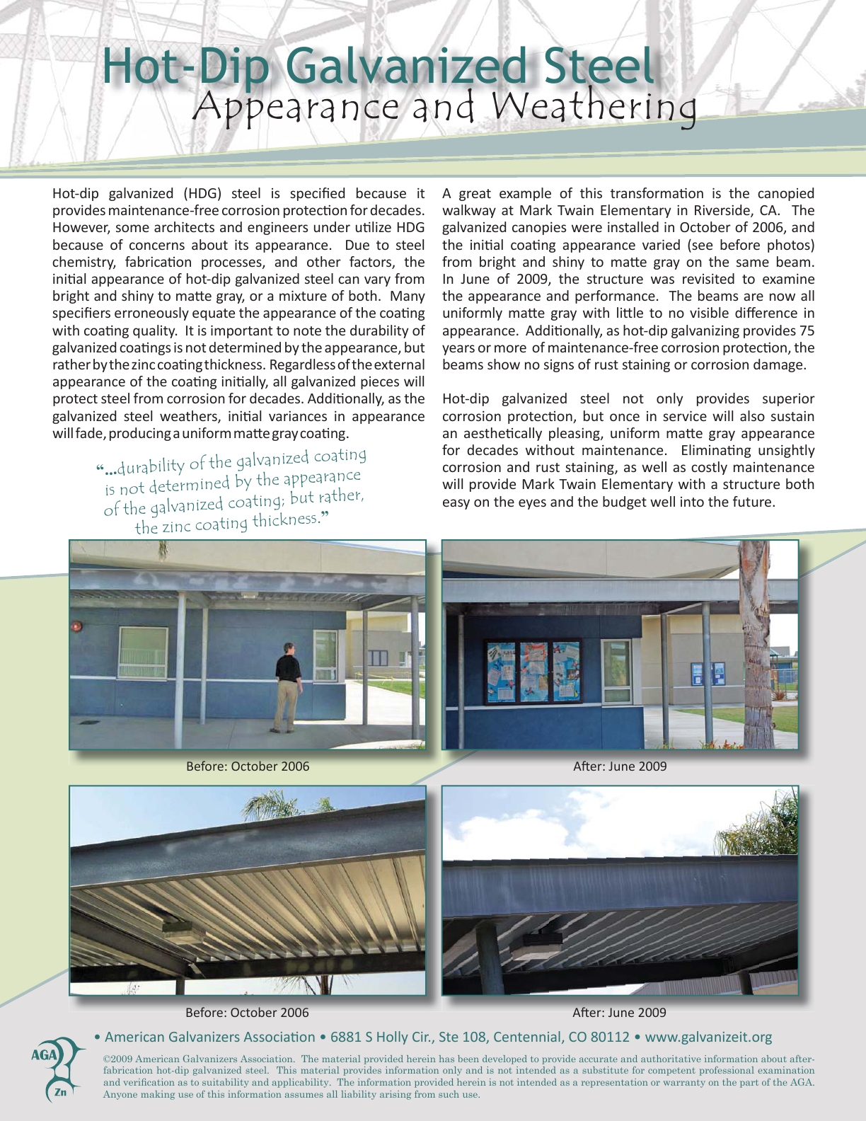 Hubbell Galvanizing: Galvanizing Appearance