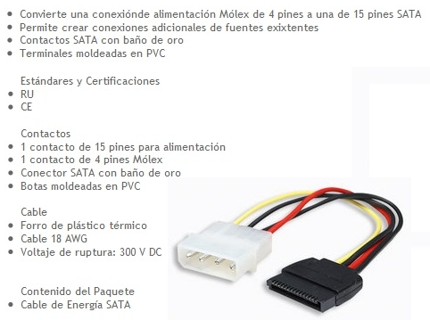 Cable de Poder para convertir a SATA ~ Centro Tecnológico en ...