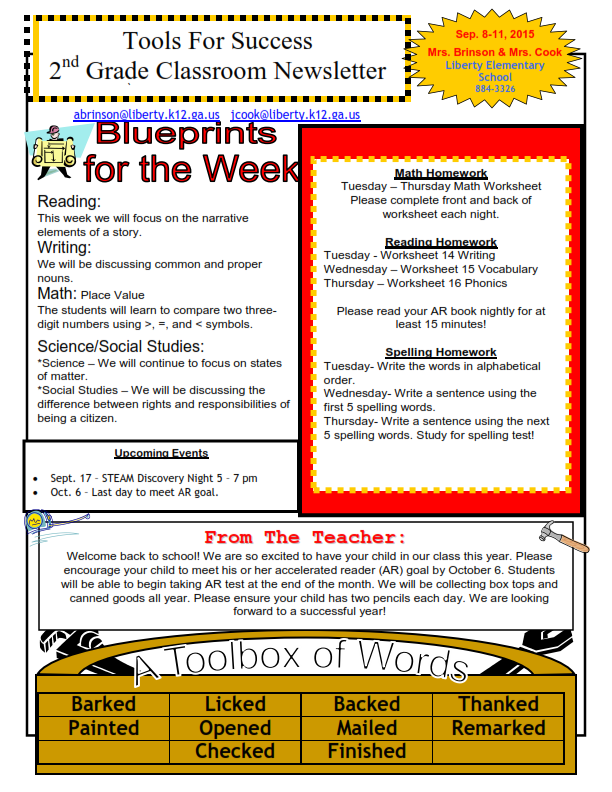 Mrs. Cook's 2nd Grade Blog: Weekly Newsletter