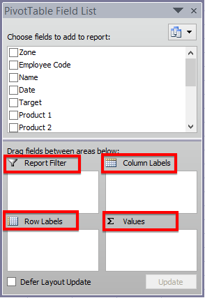 Pivot Table in Microsoft Excel - Pivot Table Field List Report ...
