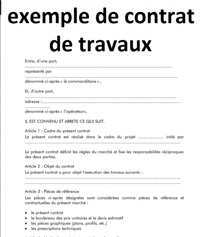Modèle d'exemple de contrat de travaux | Cours génie civil - Outils ...