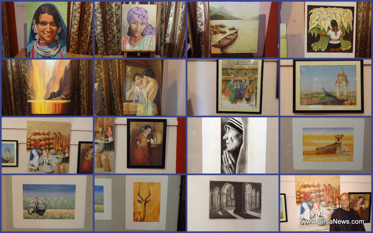 Sirsa News: Satish Gupta Showcases his Paintings at Sirsa Club