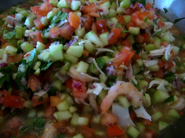 Shrimp and Jaiva Tostada