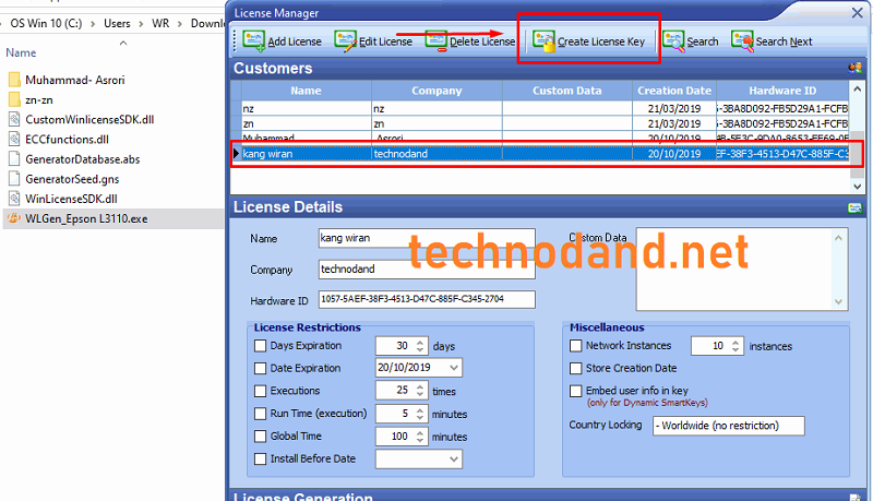 Membuat lisensi Reseter Epson L3110 dengan Key Generator - Technodand