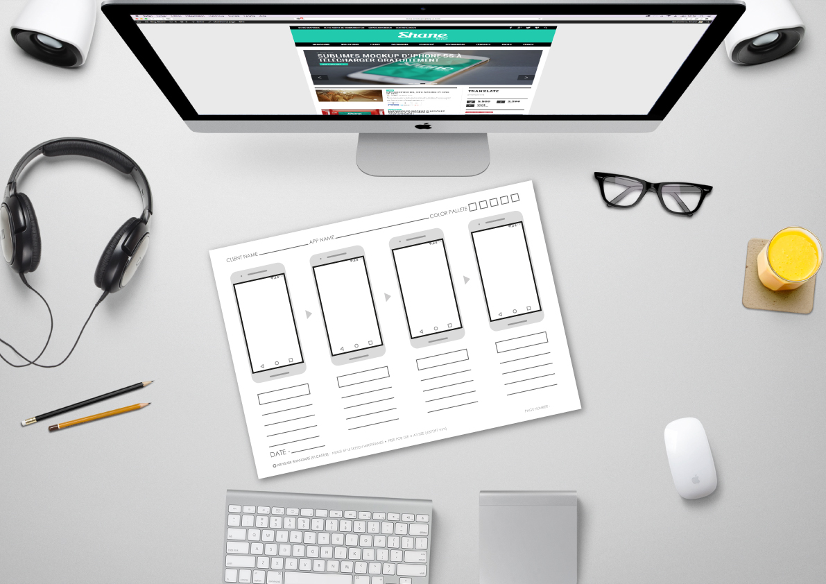UI CASTLE: NEXUS 6 Android Printable A3 Screen Flow Sketch Template