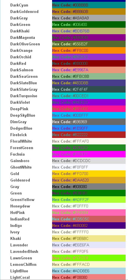 邏輯生活 Color Hex 對照表