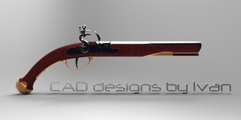 CAD designs by Ivan: Flintlock pistol (free CAD download file)