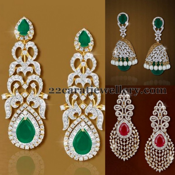 Diamond Trendy Earrings by Shobha - Jewellery Designs
