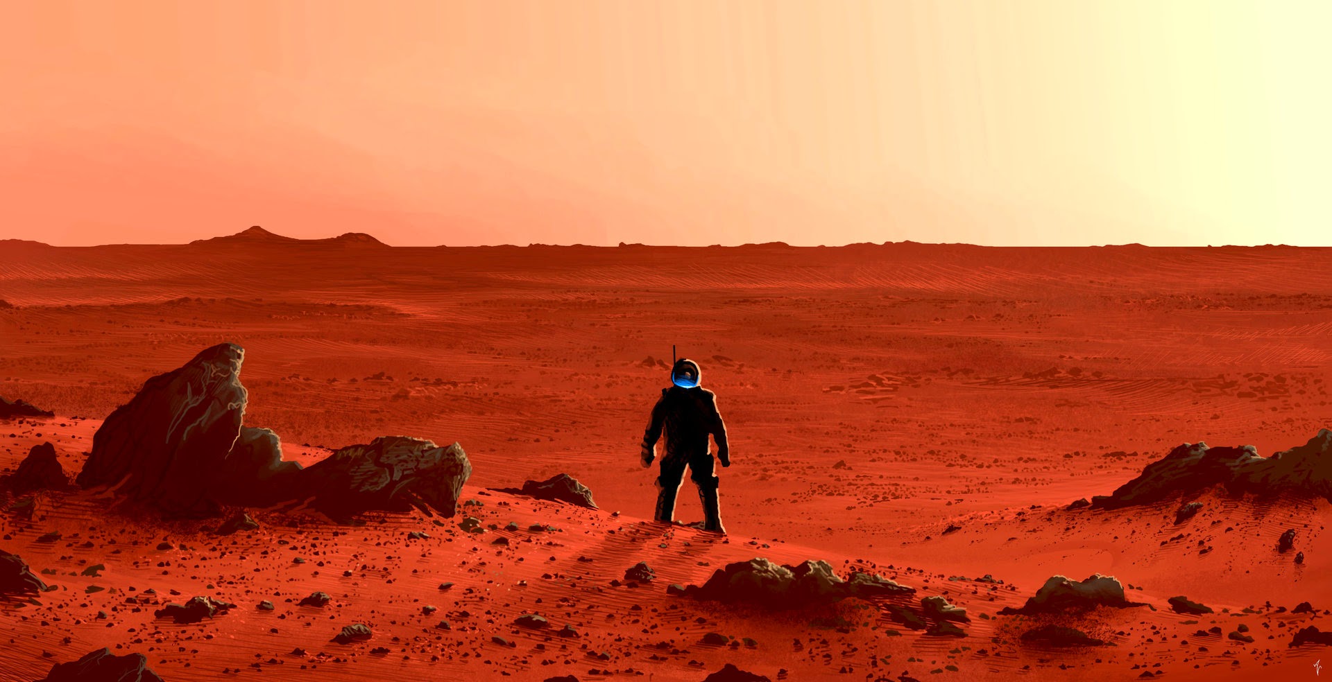 Lone astronaut on Mars by Alberto Vangelista | human Mars