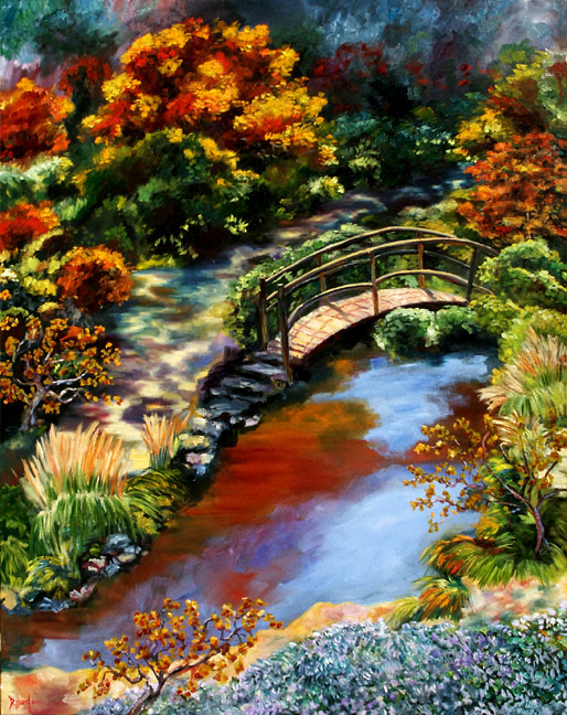 Contemporary Artists of Texas: Landscape Fall Trees Stream Painting ...