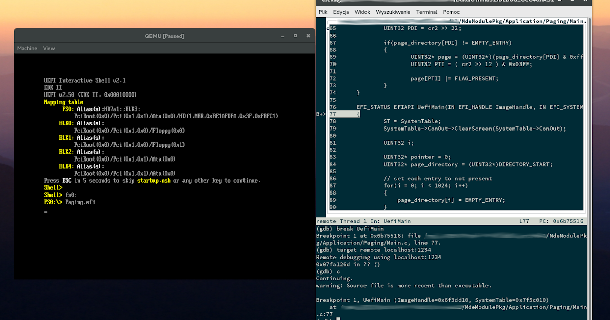 What is eszka doing: EDKII and QEMU - remote debugging with gdb