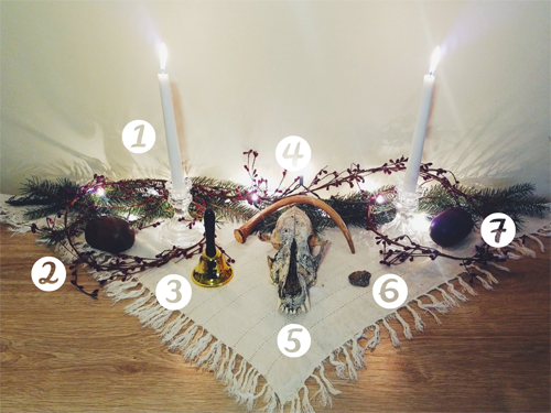Flying the Hedge: Yule Altar 2018