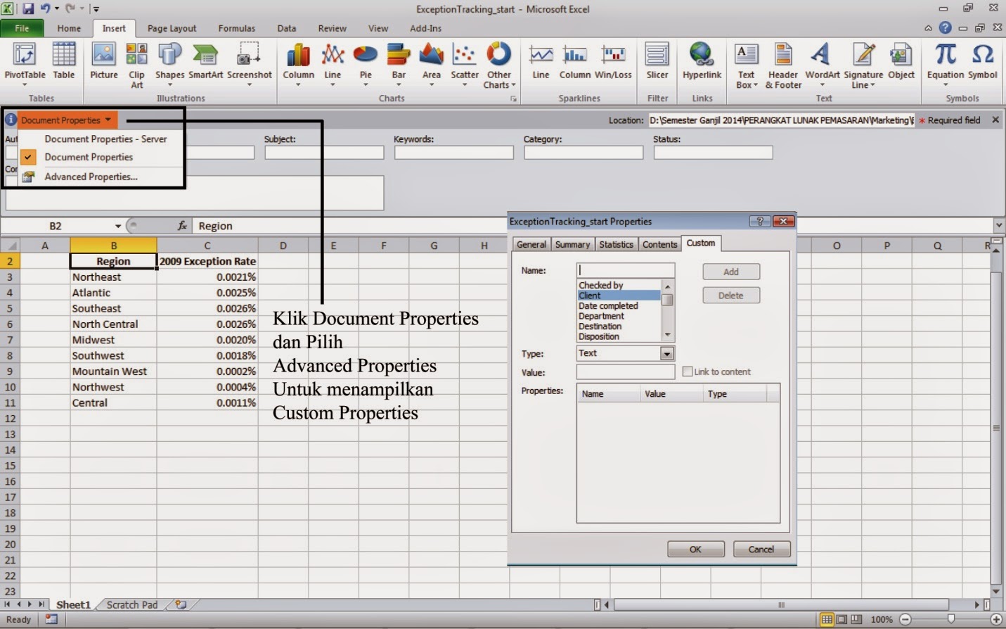 Membuat Workbook dan memberi Identitas Document Properties Pada ...