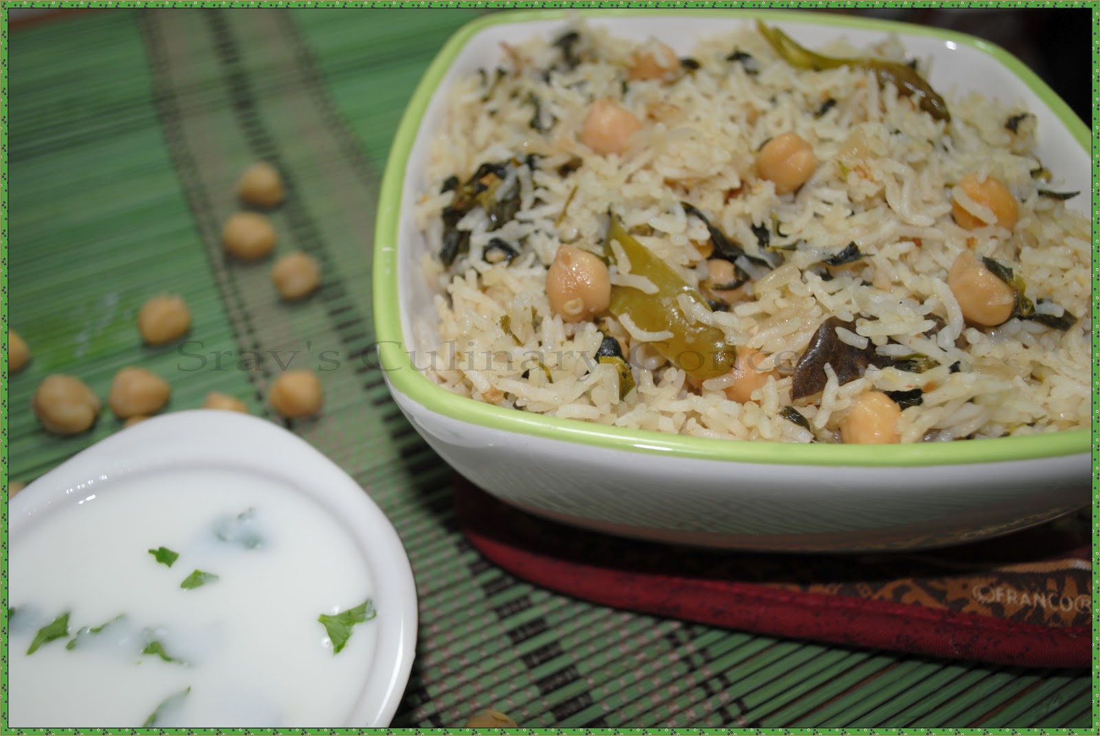 Srav's Culinary Concepts: Methi & ChickPeas Pulao/ Methi & Chole Pulao
