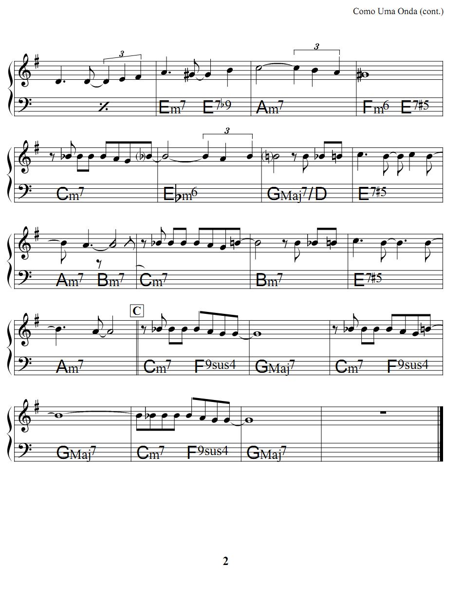 Partituras Musicais: Como uma onda - Lulu Santos - n.º 281