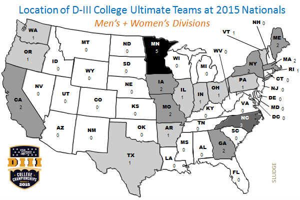Sludge Output: D-III College Teams for 2015 Ultimate Championships