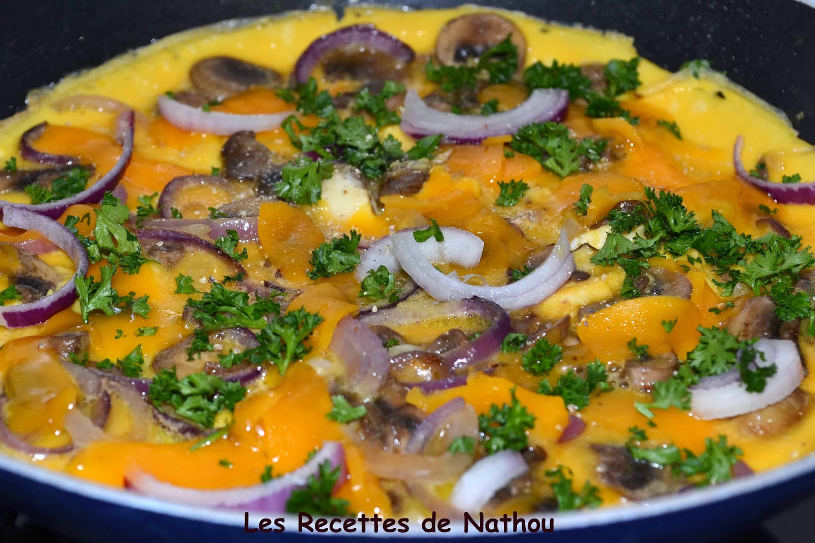 Ma cuisine au fil de mes idées...: Omelette oignon rouge, cheddar et ...