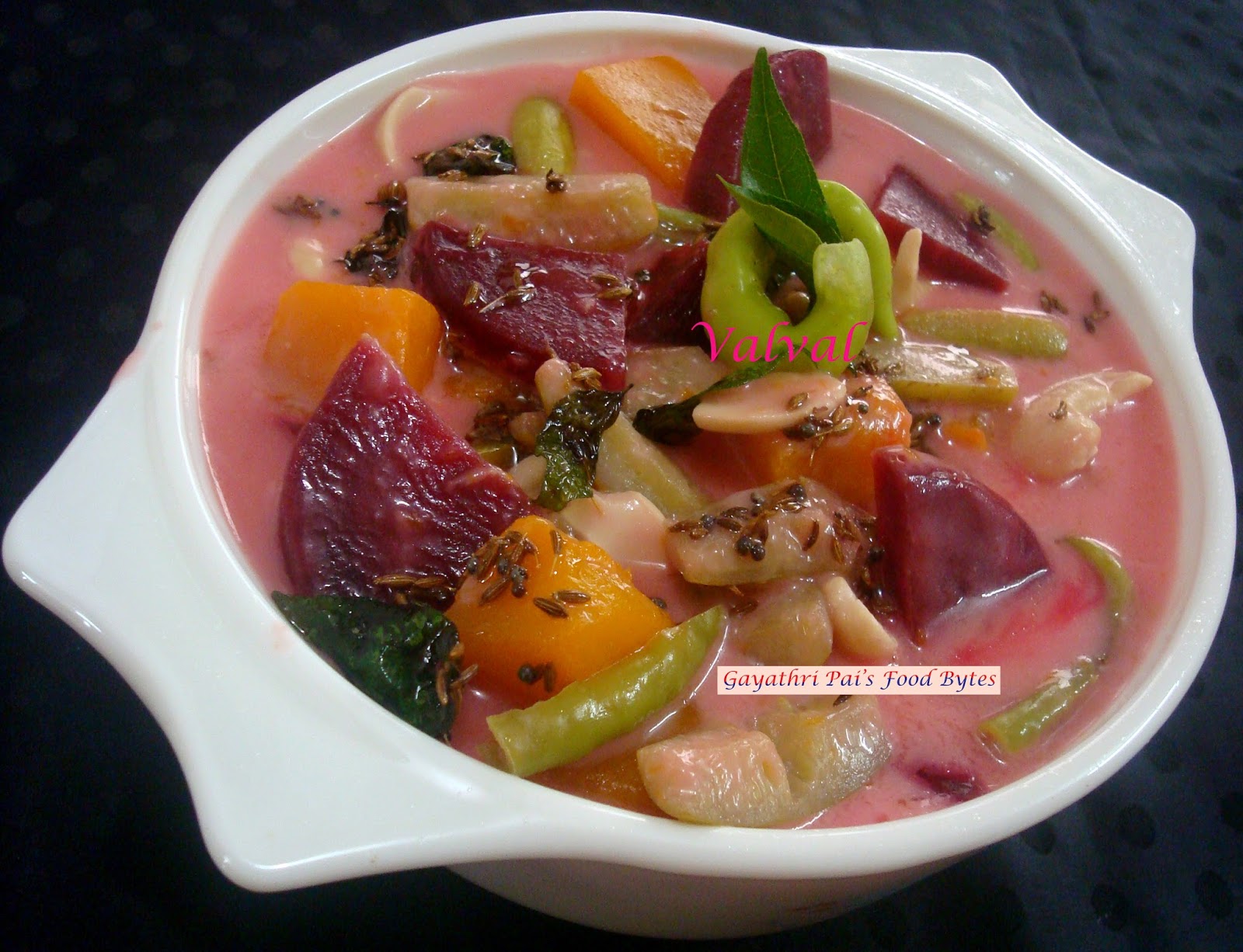 Gayathri Pai's Food Bytes: Valval-2 Vegetables cooked in coconut milk