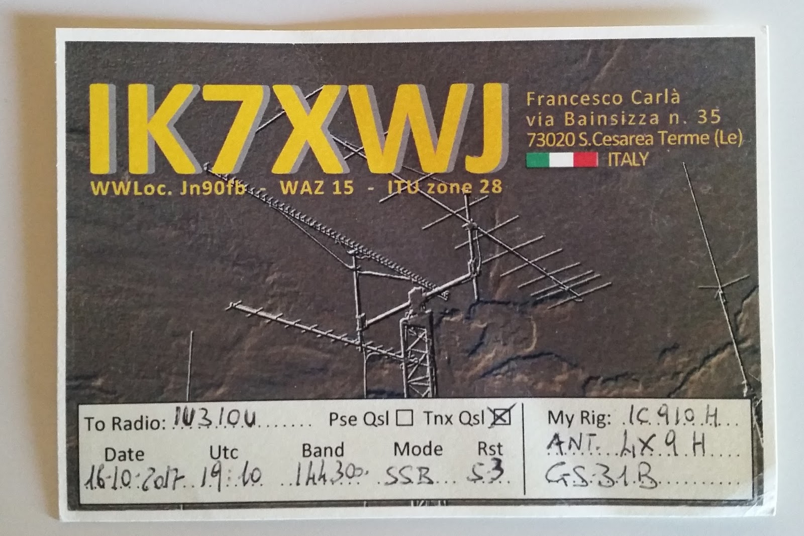 | ricerca + sperimentazione |: eQSL QSL collegamenti radioamatoriali ricevute a novembre 2017