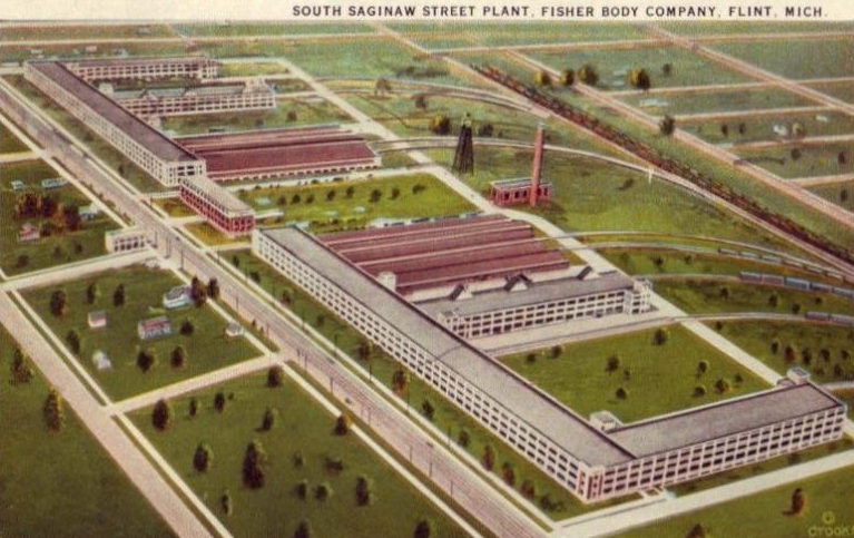 Flint Expatriates: Flint Postcards: Fisher Body on South Saginaw Street