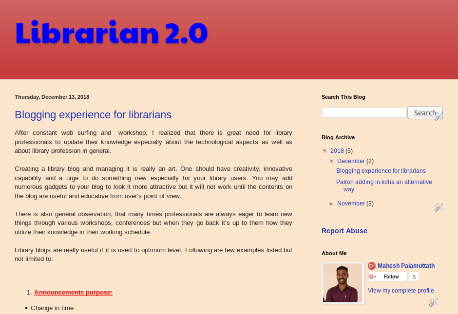 Blogging experience for librarians - LIBTECHNOPHILE