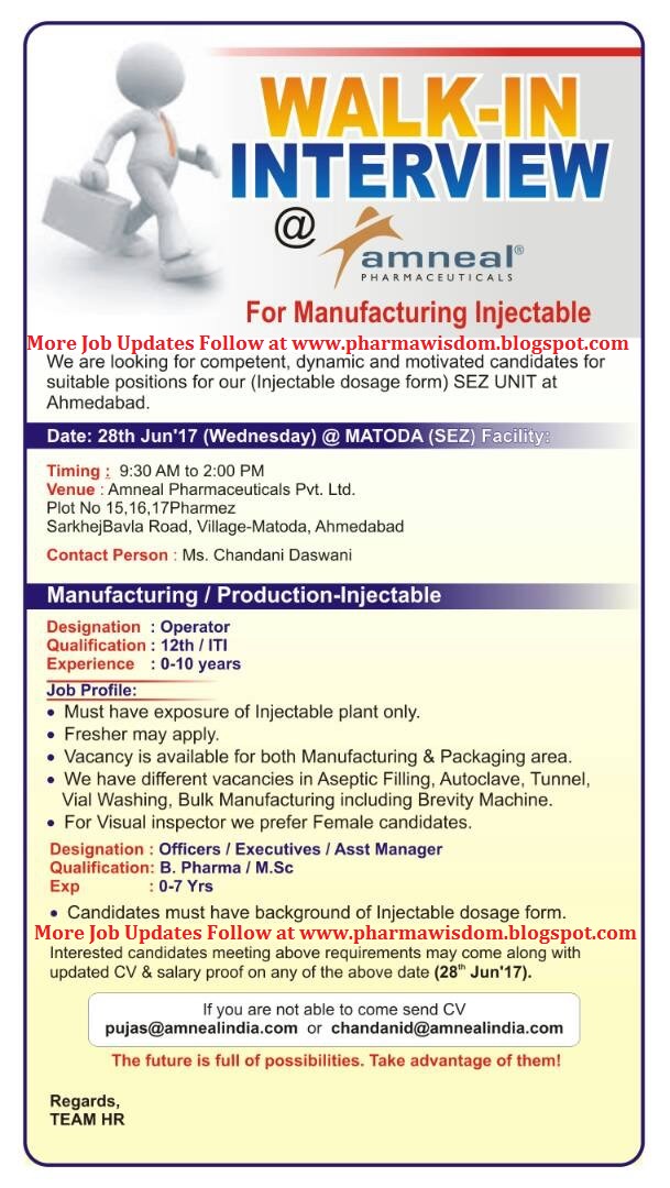 Amneal Pharmaceuticals Ltd - Walk-In Interview for Fresher's ...