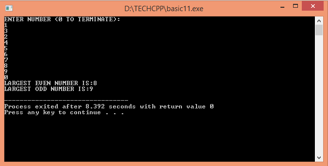 C++ Program to find the largest even number and largest odd number ...
