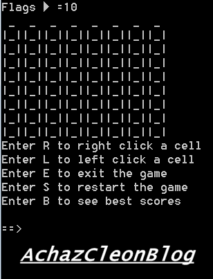 MineSweeper game using C (Structure Programming) - C Projects ~ Achaz ...