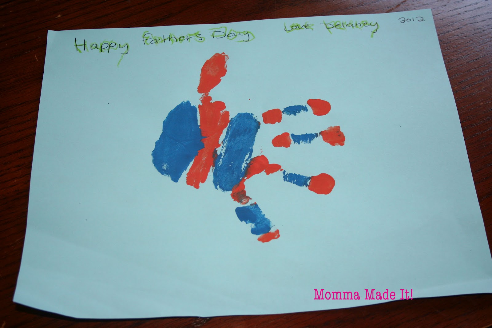 Momma Made it!: Kid Craft! Father's Day Hand Print Art!
