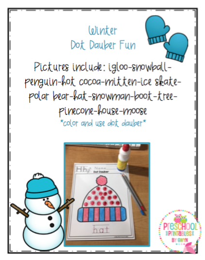 Winter Dot Dauber Fun ~ Preschool Printables
