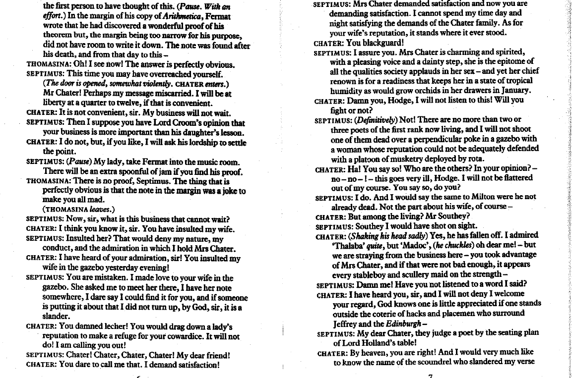 Arcadia: Audition Lines