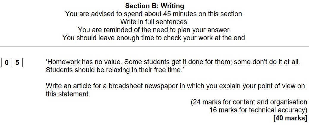 Wemmick's Postbox: English Language Paper 2: Section B (Writing)