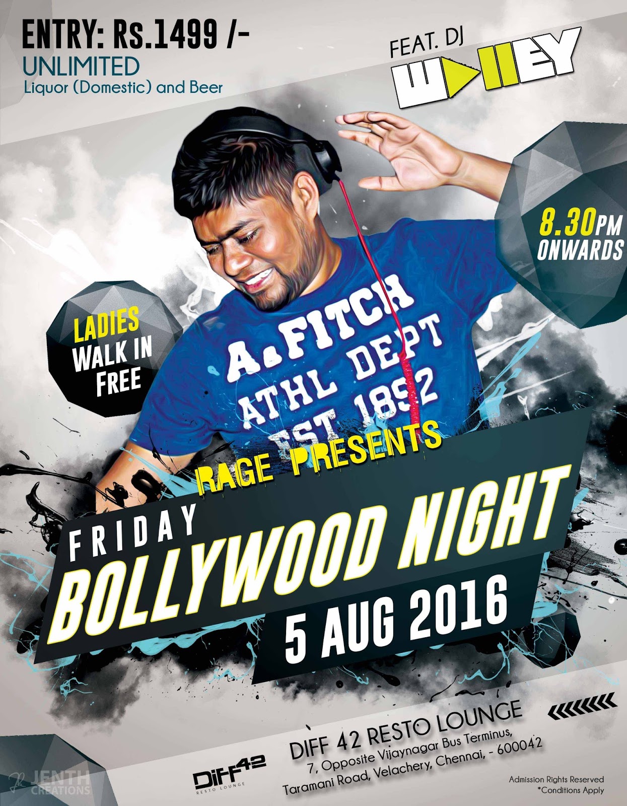 Bollywood Night DJ Event Poster Design | JenthCreations
